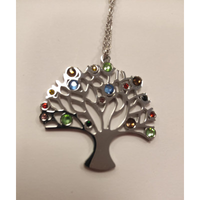 Arbol Vida Colgante en Acero 7 Chakras